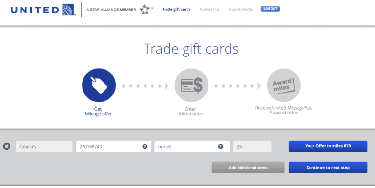 How to trade unwanted Gift Cards for United Miles