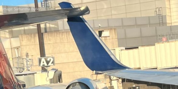 Delta plane collides with another jet while taxiing, wing damaged - C ...